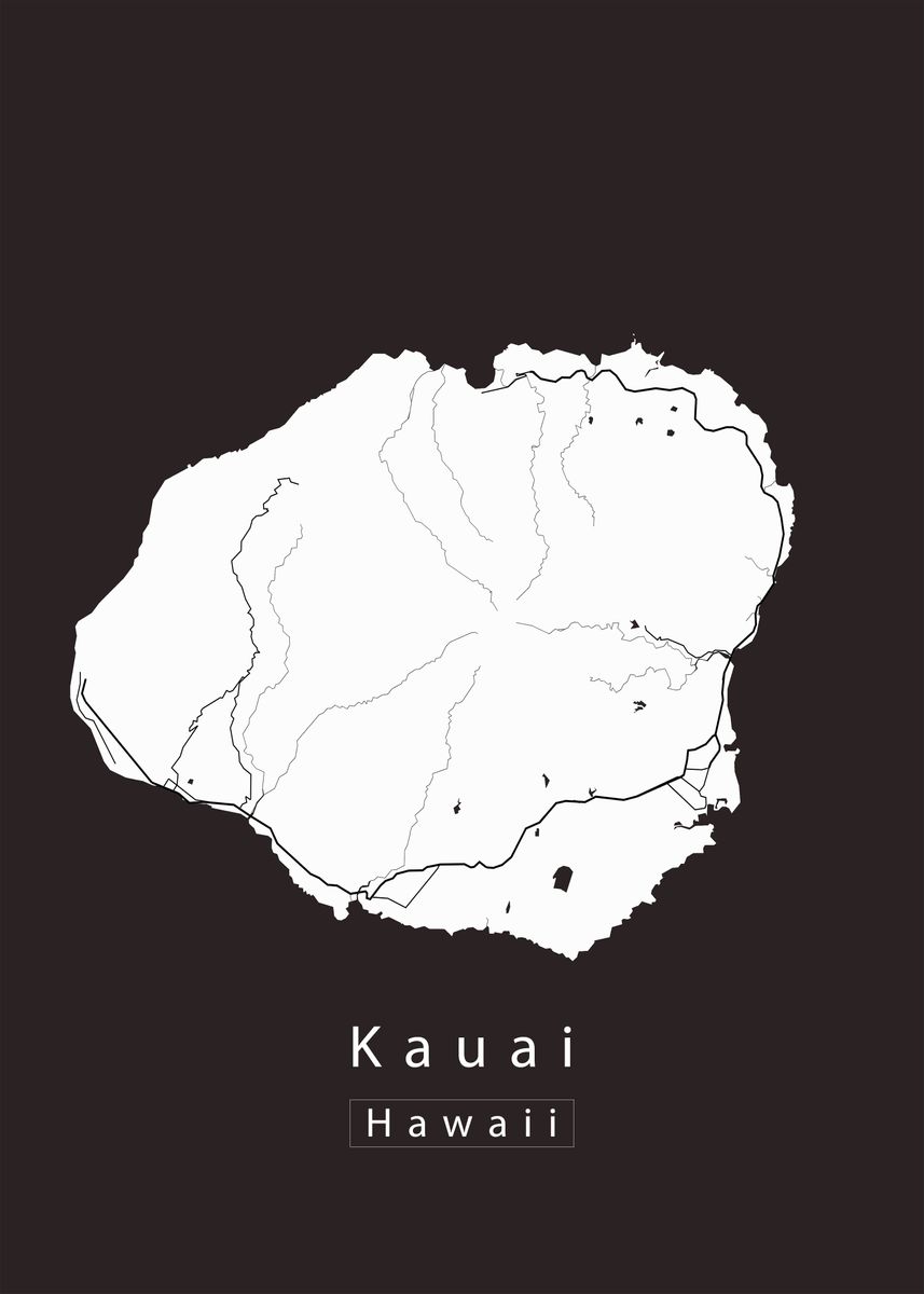 'Kauai Island Map' Poster by Robin Niemczyk | Displate