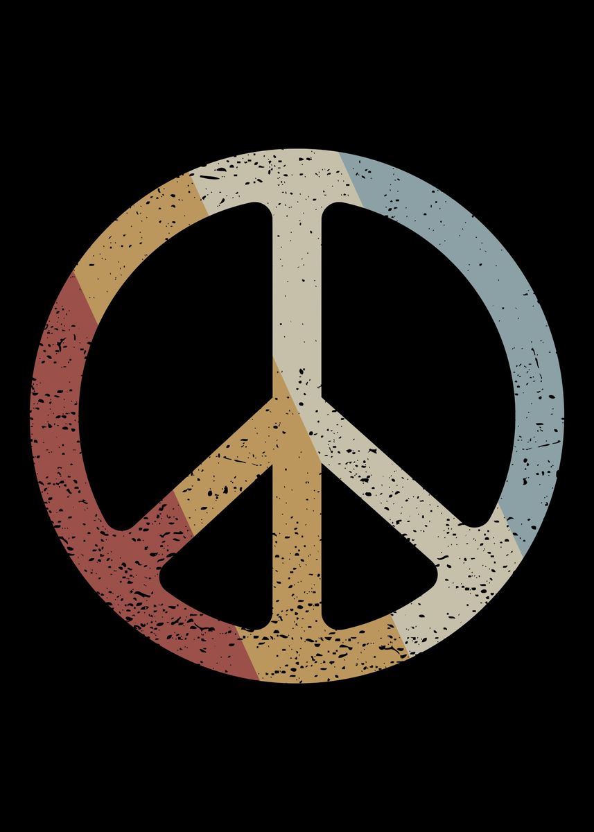 'Peace Sign Retro Vintage' Poster, picture, metal print, paint by ...