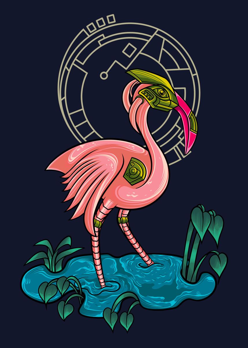 'Flamingo mecha robot' Poster, picture, metal print, paint by Bayuktx ...