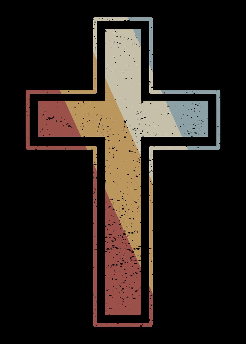 'Jesus Cross Retro Vintage' Poster, picture, metal print, paint by ...