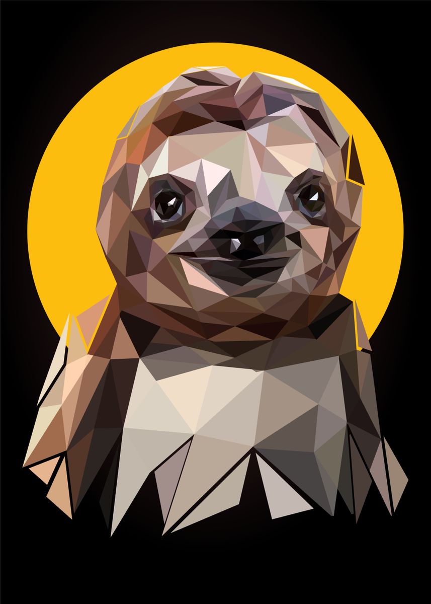 'sloth pop art' Poster, picture, metal print, paint by Lowpoly Posters ...