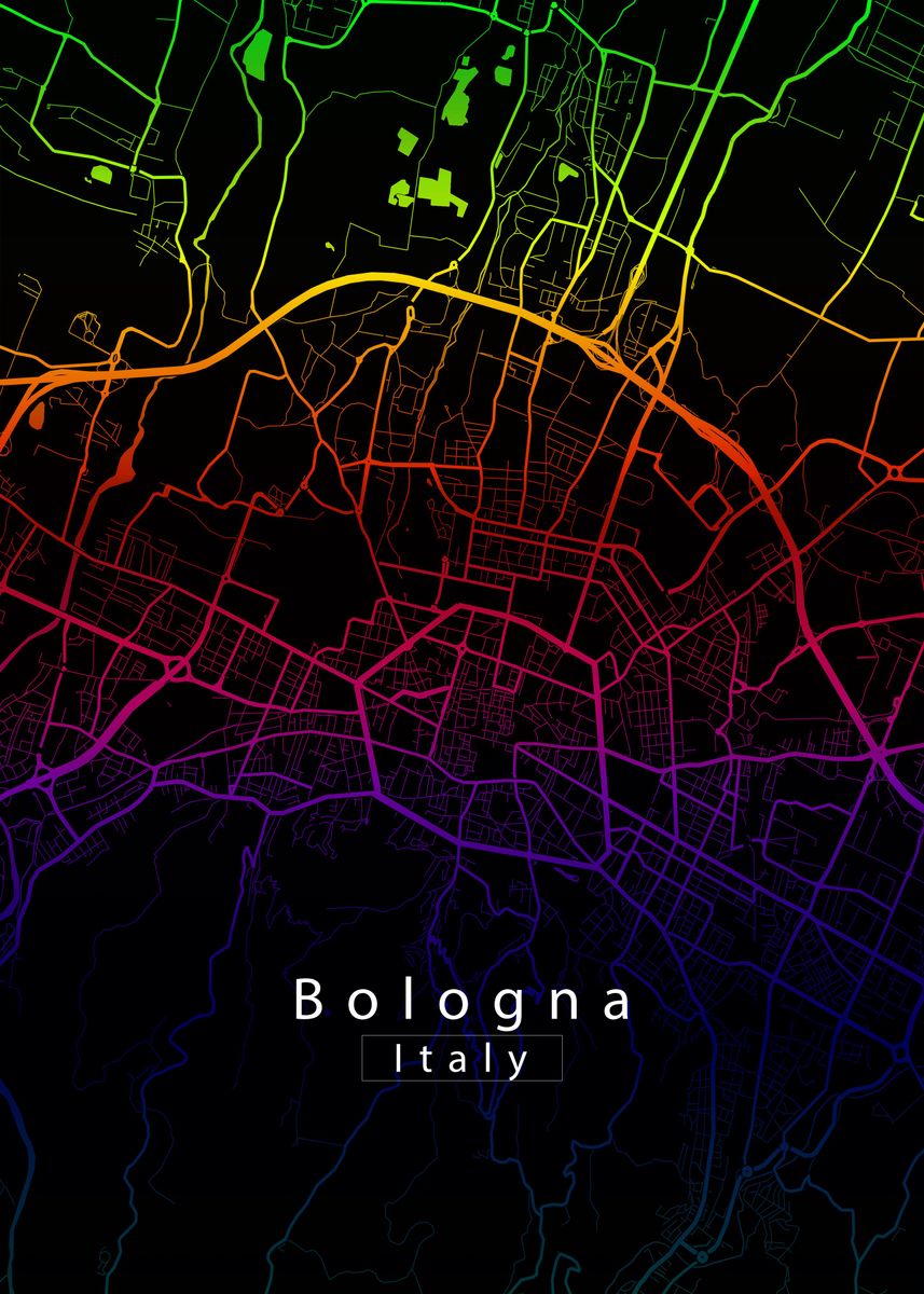 'Bologna City Map' Poster, picture, metal print, paint by Mapique ...