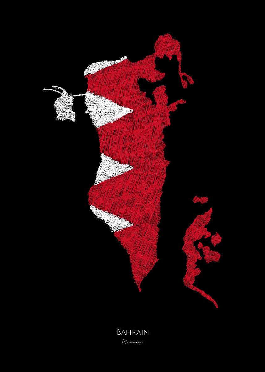 'Bahrain Manama Map Flag' Poster, picture, metal print, paint by erwin ...