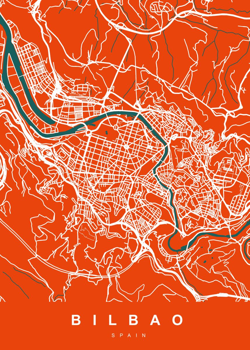 'BILBAO Map SPAIN' Poster by UrbanMaps | Displate