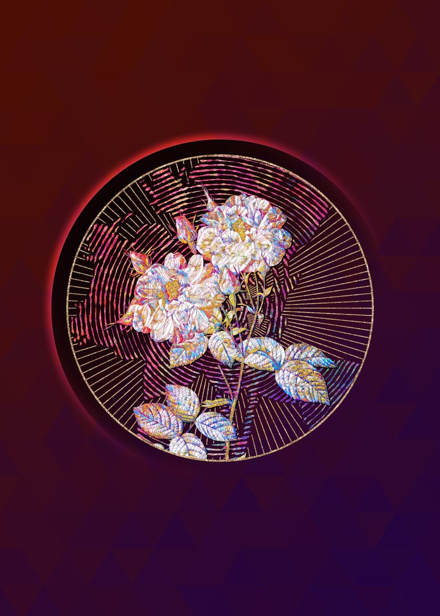 'White Damask Rose Mosaic' Poster by Holy Rock Design | Displate