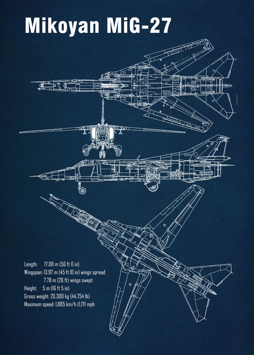 'Mikoyan MiG27 Aircraft' Poster, picture, metal print, paint by Flo ...