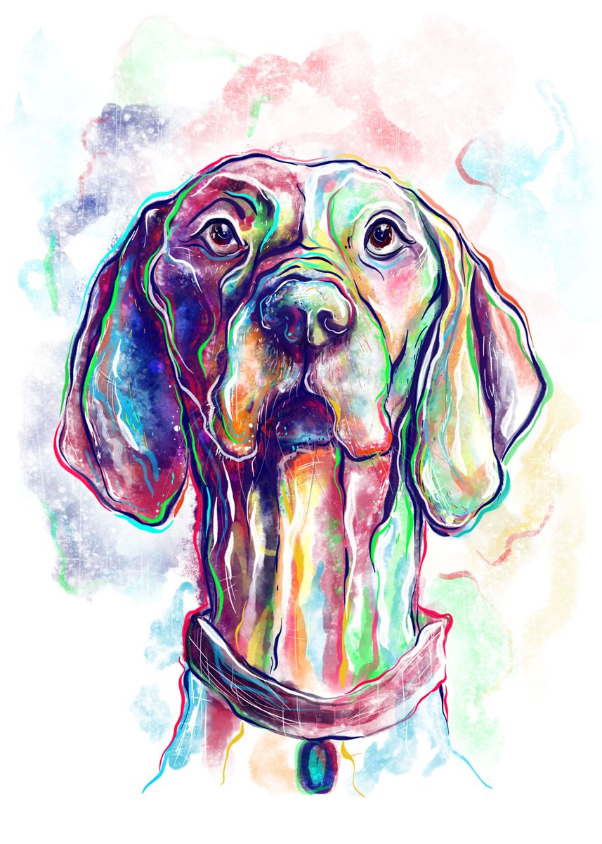 'Vivid Dog' Poster, picture, metal print, paint by GuacamayArt | Displate