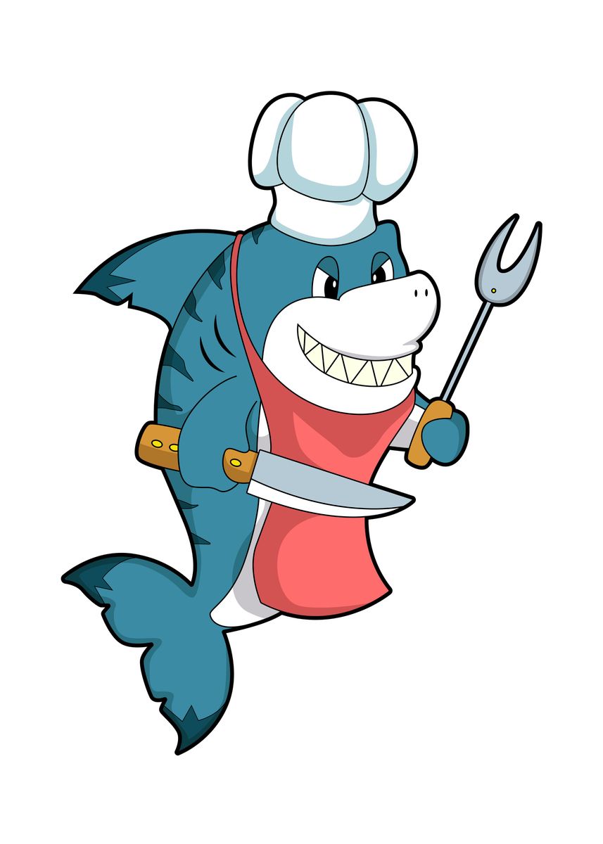 'Shark Cook Chef hat' Poster, picture, metal print, paint by Markus ...