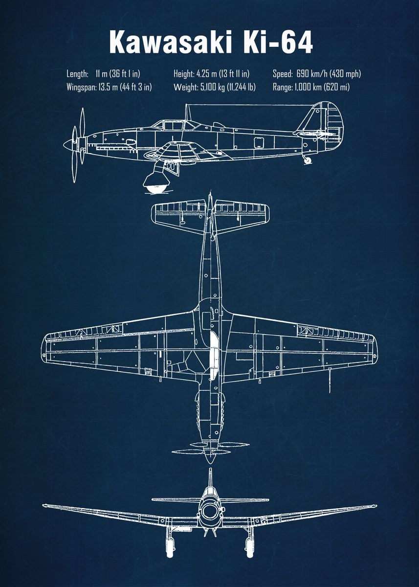 'Ki 64 Aircraft' Poster, picture, metal print, paint by Flo Rutherford ...