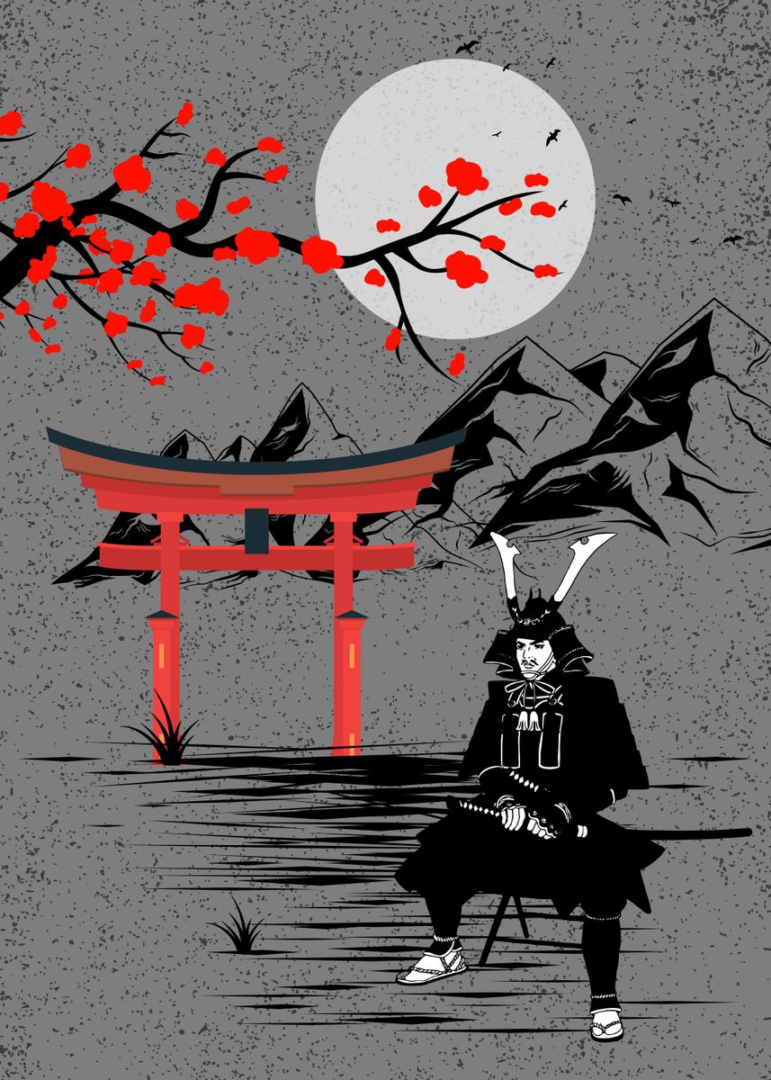 'Samurai Japan ' Poster, picture, metal print, paint by Kynan Art ...