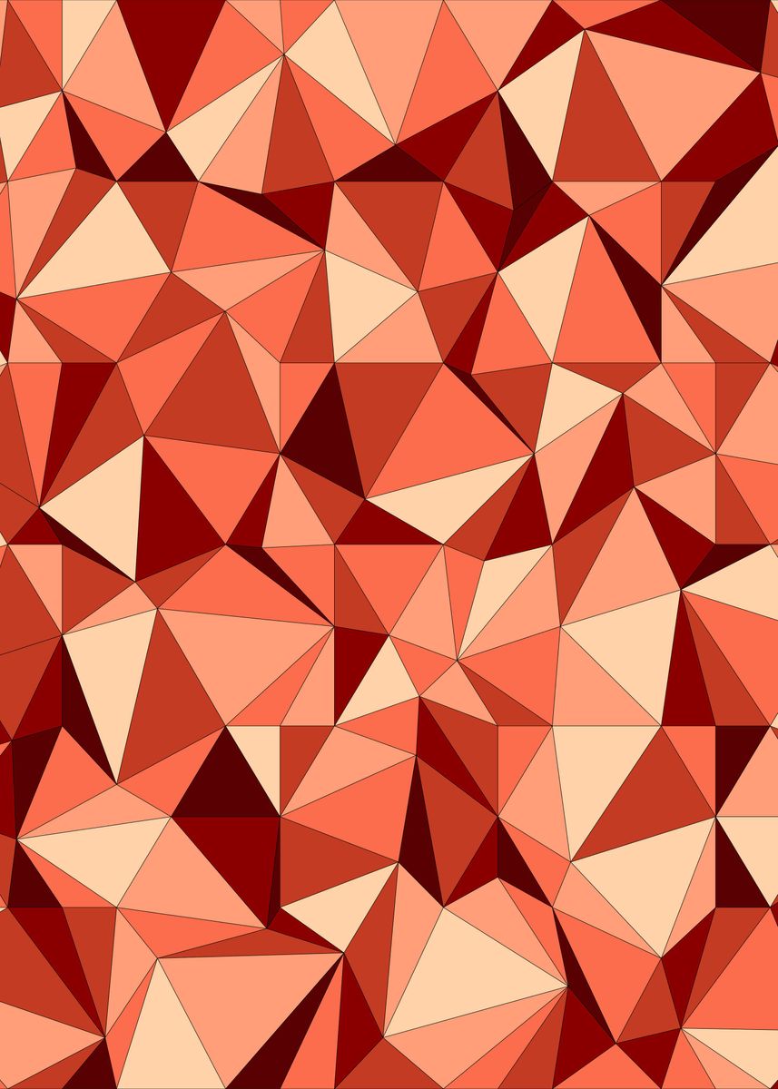 'Abstract triangles in red' Poster, picture, metal print, paint by ...