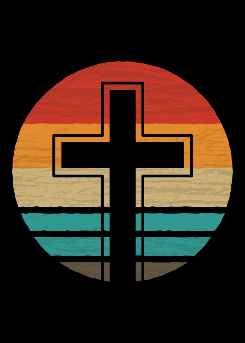 'Jesus Cross Retro Vintage' Poster, picture, metal print, paint by ...