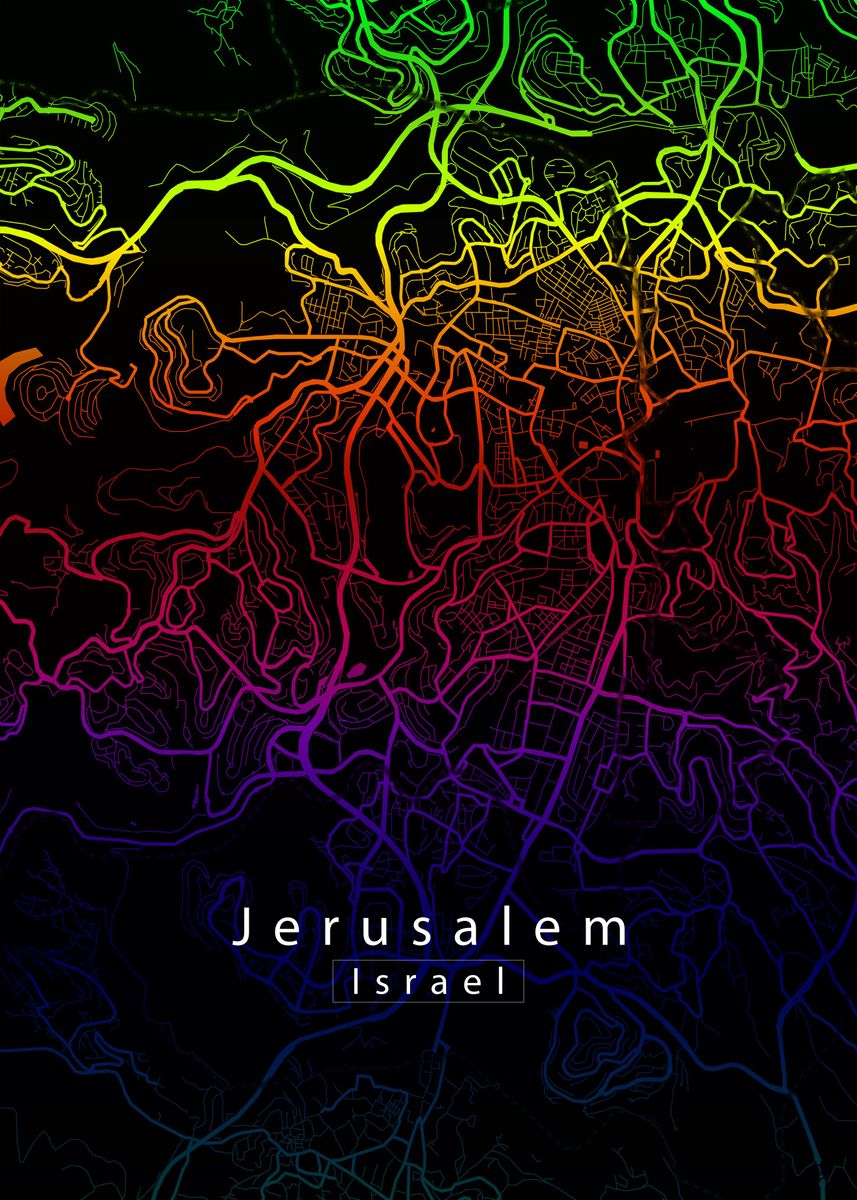 'Jerusalem City Map' Poster, picture, metal print, paint by Mapique ...