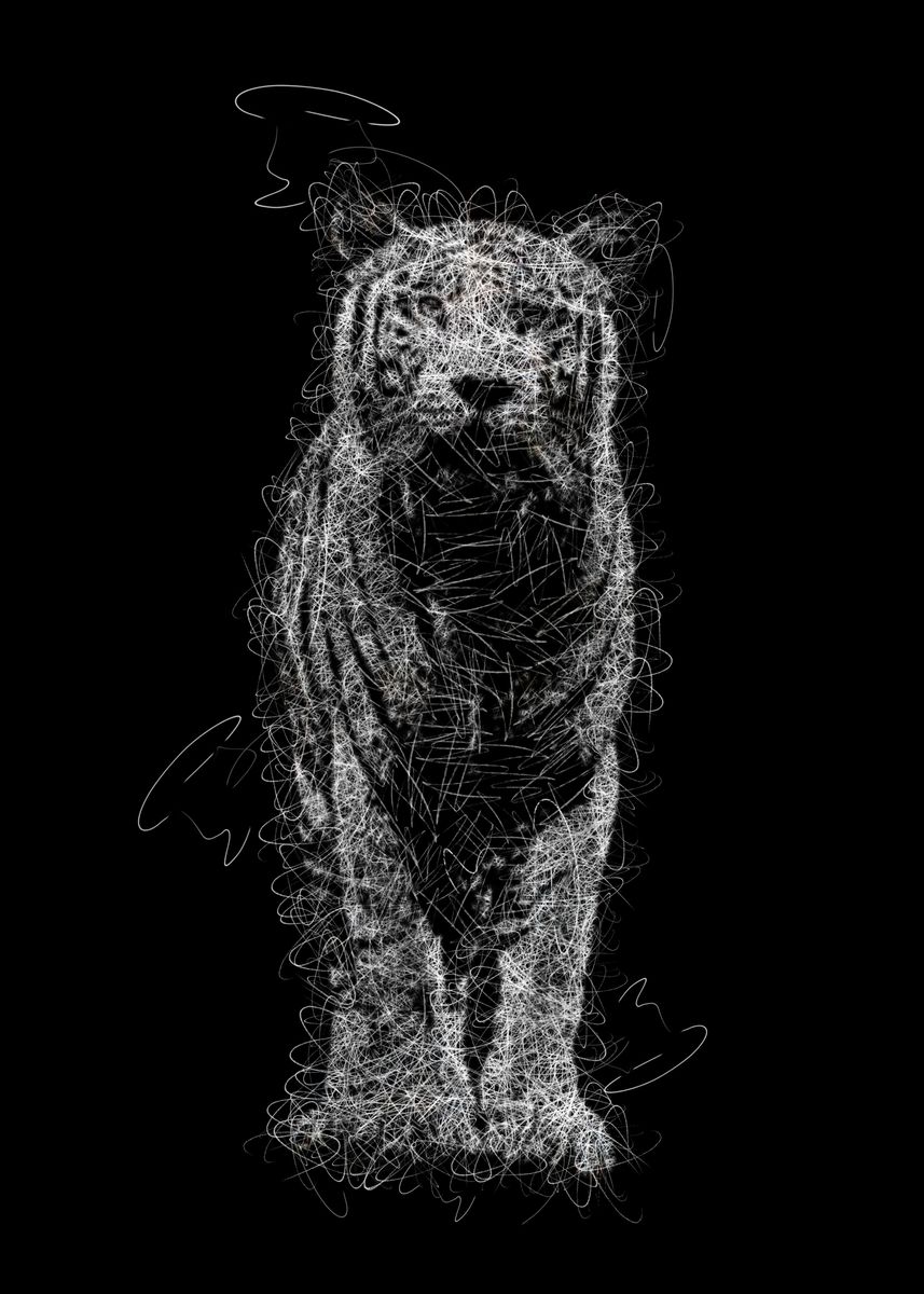 'scribble animal tiger' Poster, picture, metal print, paint by Nabila ...