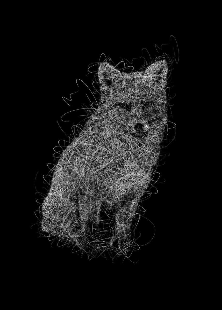 'scribble animal fox' Poster, picture, metal print, paint by Nabila Art ...