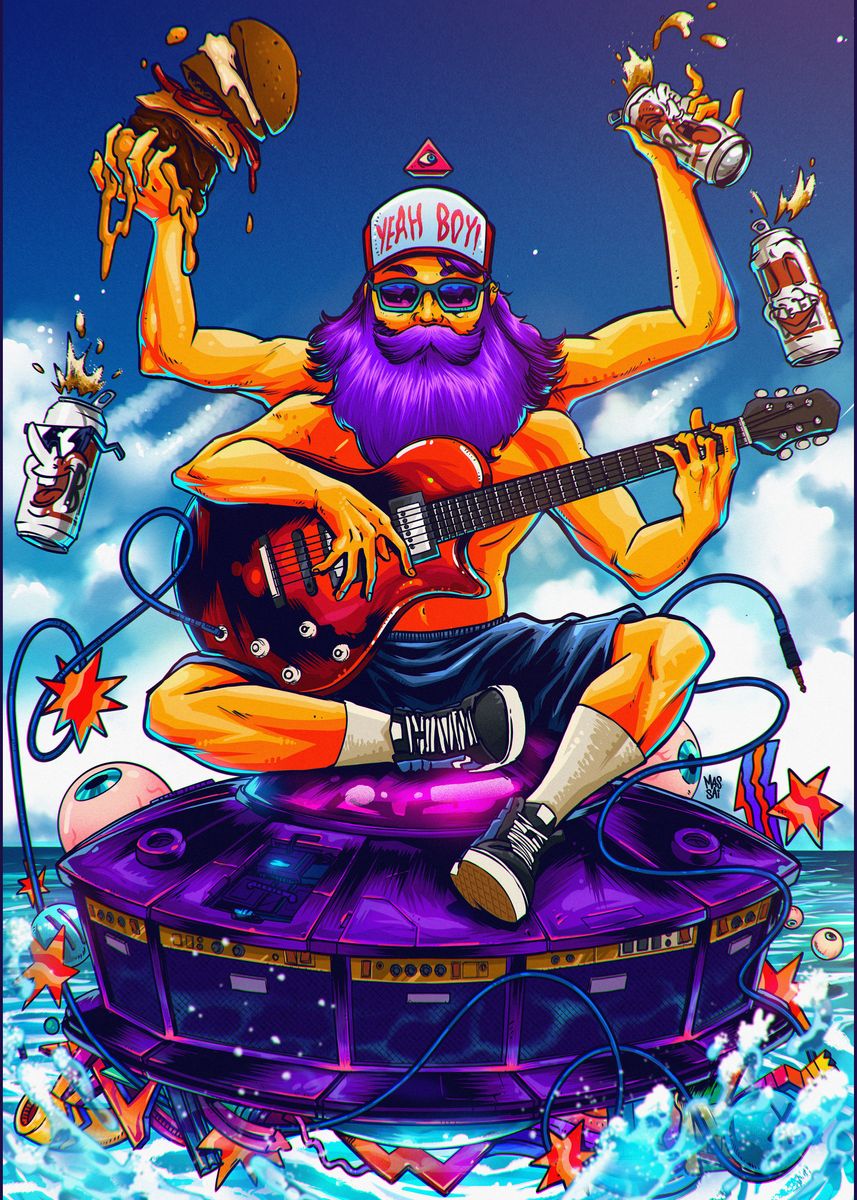 'Summer punk' Poster, picture, metal print, paint by Massai | Displate