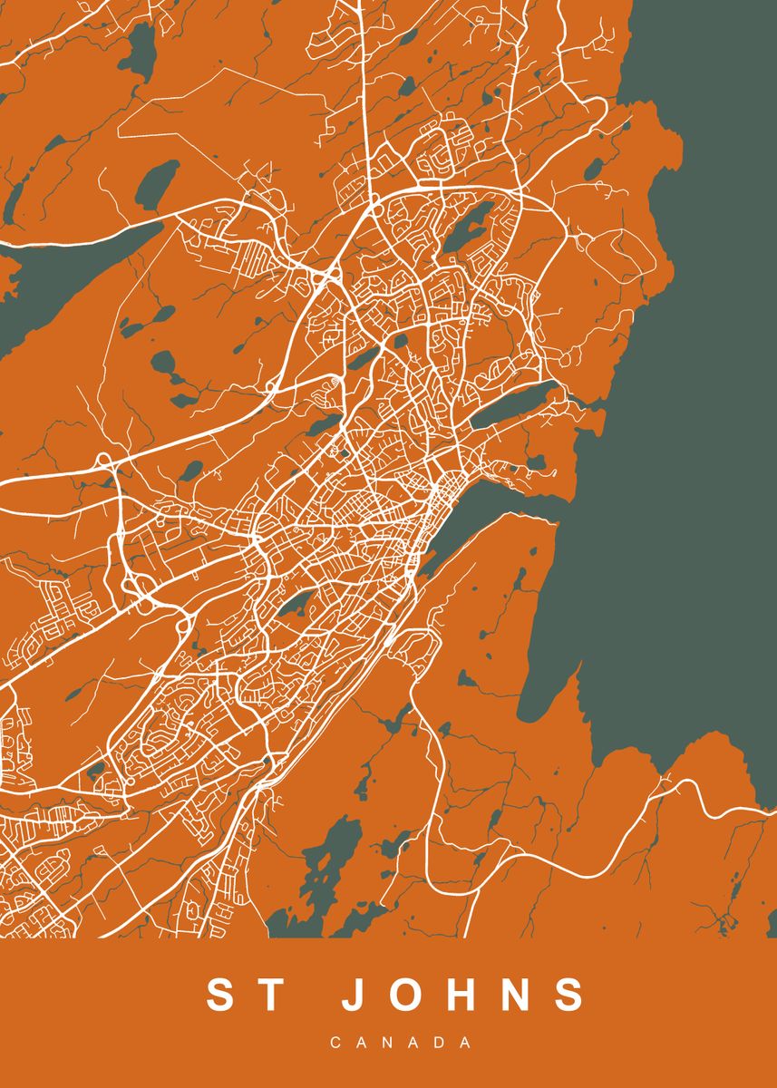 'ST JOHNS Map CANADA' Poster, picture, metal print, paint by UrbanMaps ...