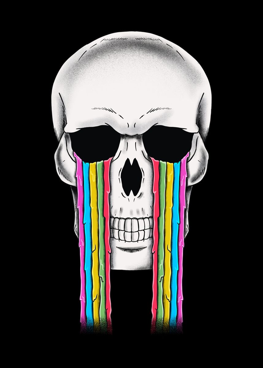 'Skull Crying' Poster, picture, metal print, paint by Coffee Man | Displate