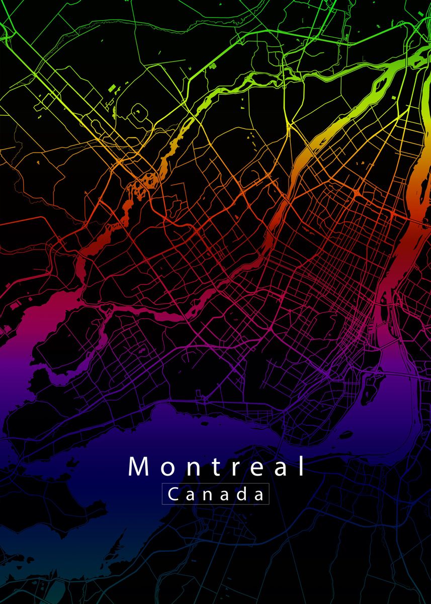 'Montreal City Map' Poster by Robin Niemczyk | Displate