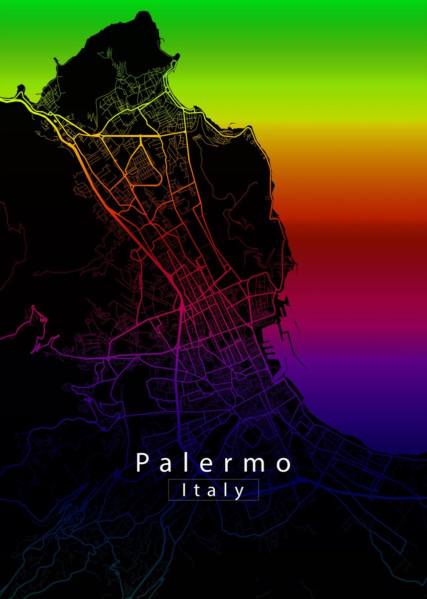 'Palermo City Map' Poster, picture, metal print, paint by Mapique ...