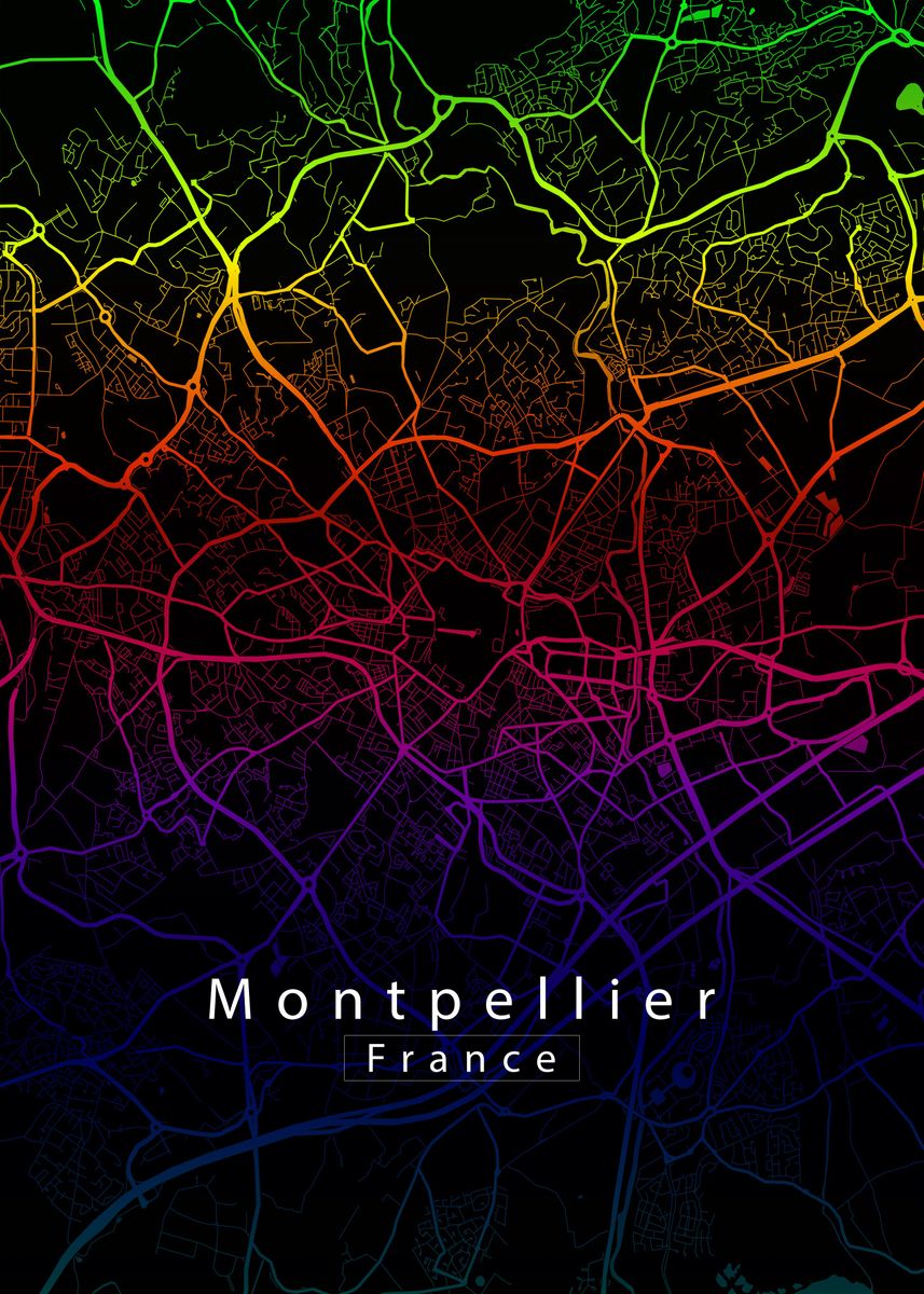 'Montpellier City Map' Poster, picture, metal print, paint by Mapique ...