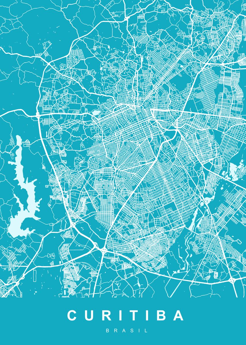 'CURITIBA Map BRASIL' Poster, picture, metal print, paint by UrbanMaps ...