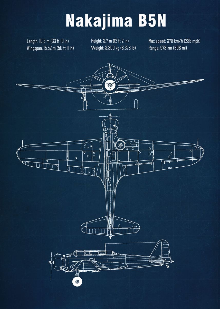 'Nakajima B5N' Poster, picture, metal print, paint by Flo Rutherford ...