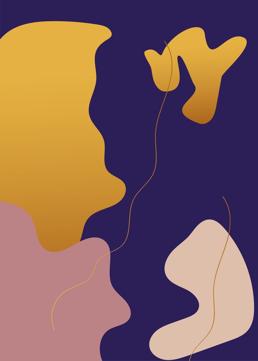 'Abstrack Poster gold blue' Poster, picture, metal print, paint by ...