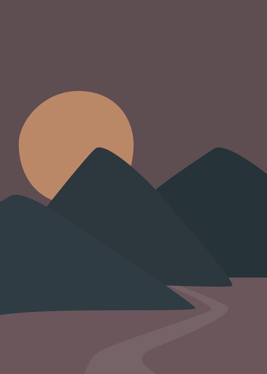 'Midnight Mountain Moon art' Poster, picture, metal print, paint by ...