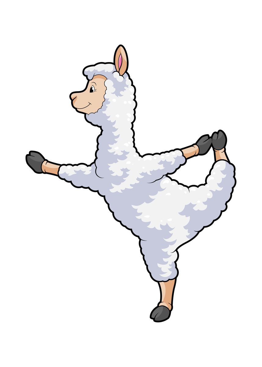 'Llama Fitness Stretching' Poster, picture, metal print, paint by ...