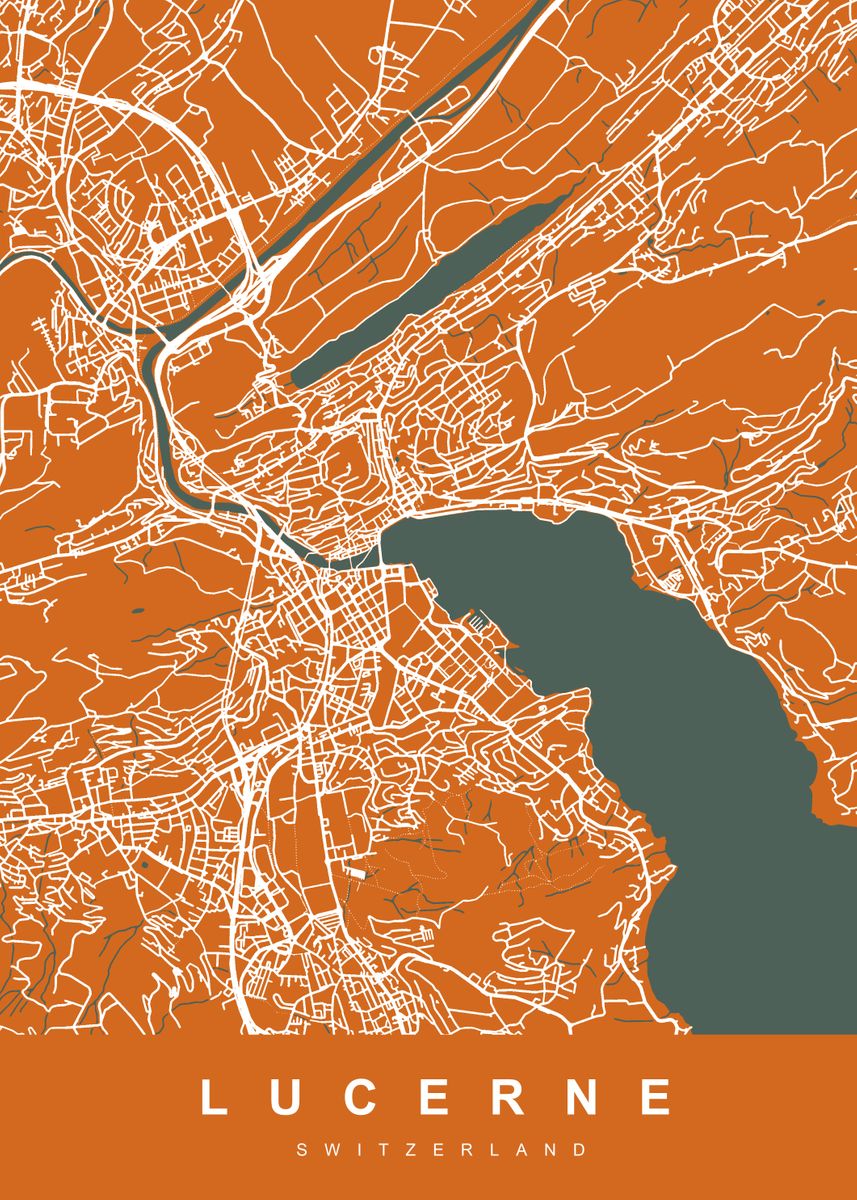 'LUCERNE City MaSWITZERLAND' Poster by UrbanMaps | Displate
