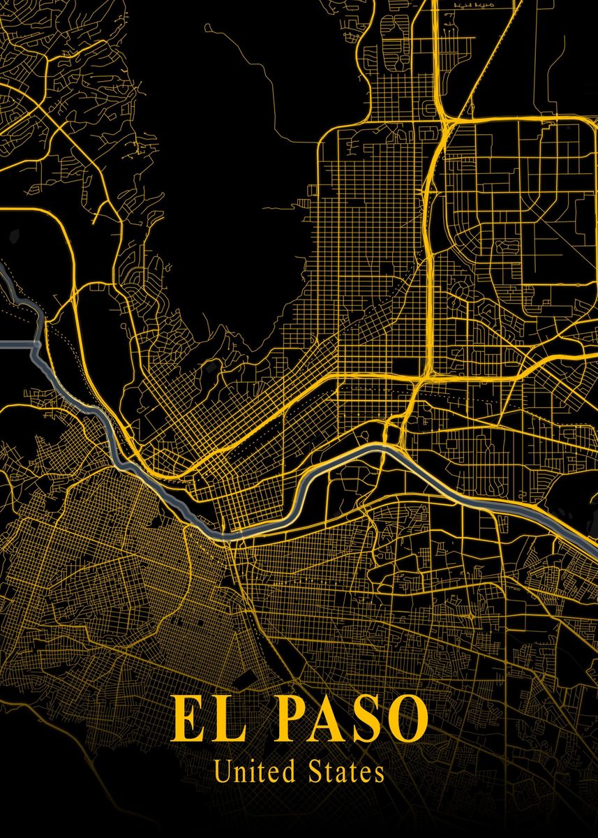 'El Paso Gold City Map' Poster, picture, metal print, paint by Nae ...