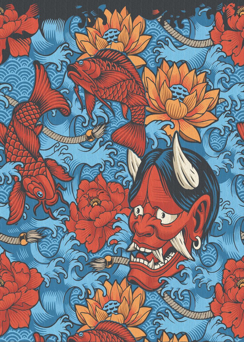 'Japanese Mask Pattern' Poster, picture, metal print, paint by Colombo ...