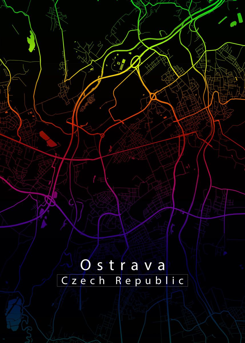 'Ostrava City Map' Poster, picture, metal print, paint by Mapique ...