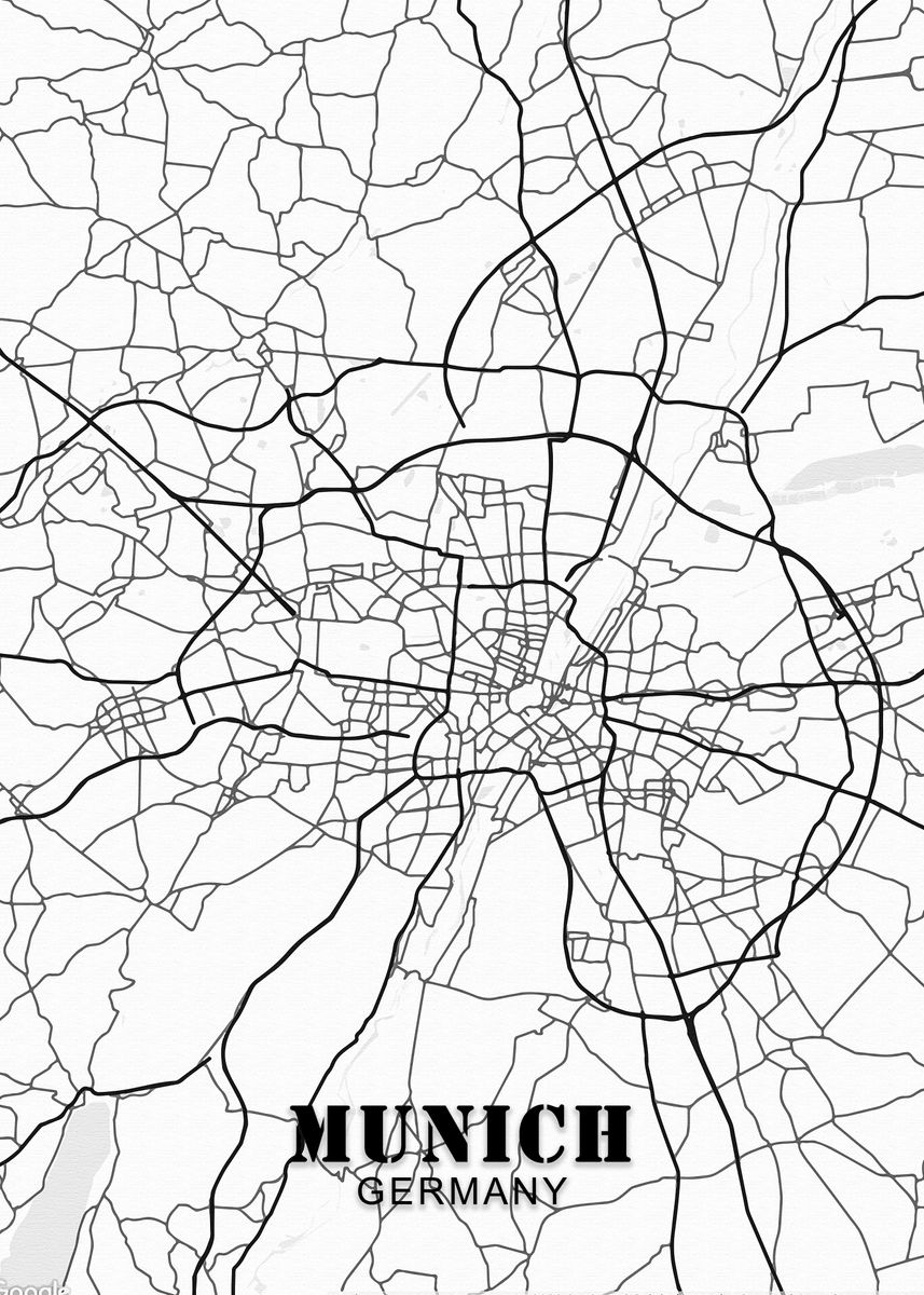 'Munich Germany Map Posters' Poster, picture, metal print, paint by ...