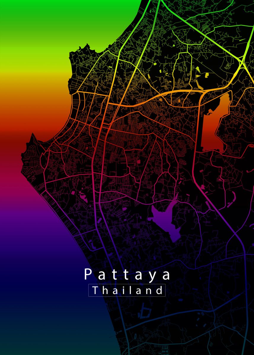 'Pattaya City Map' Poster by Robin Niemczyk | Displate