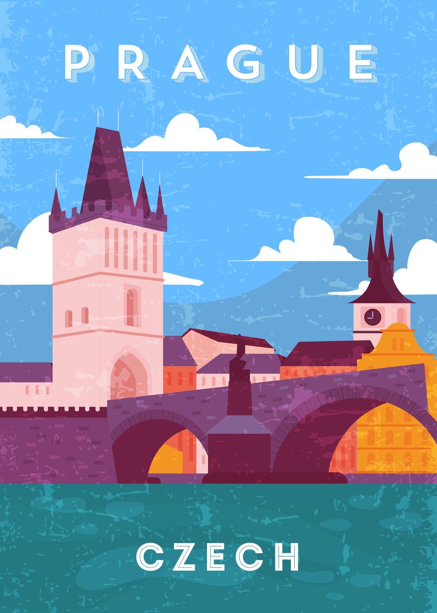 'Prague Czech' Poster, picture, metal print, paint by Moon Calendar ...