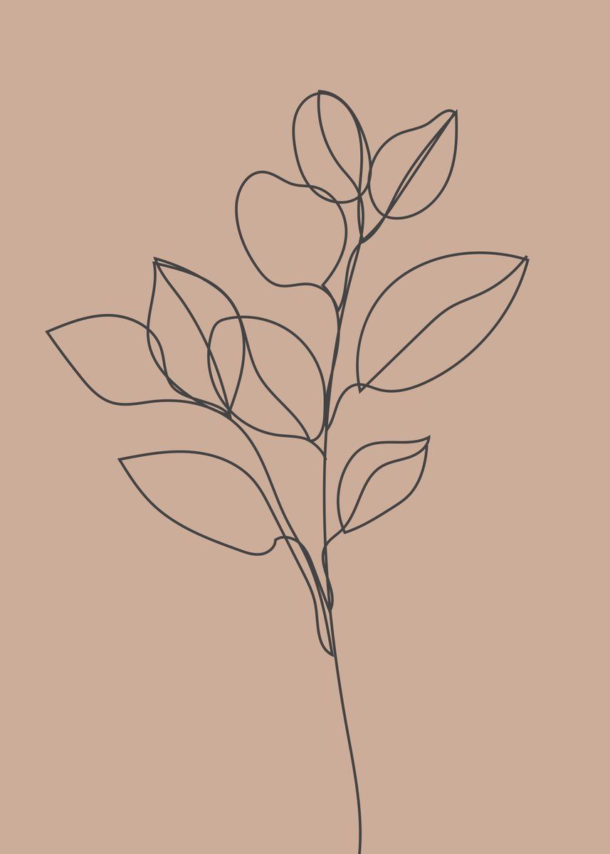 'Tropical leaves one line' Poster by Human Shadow | Displate