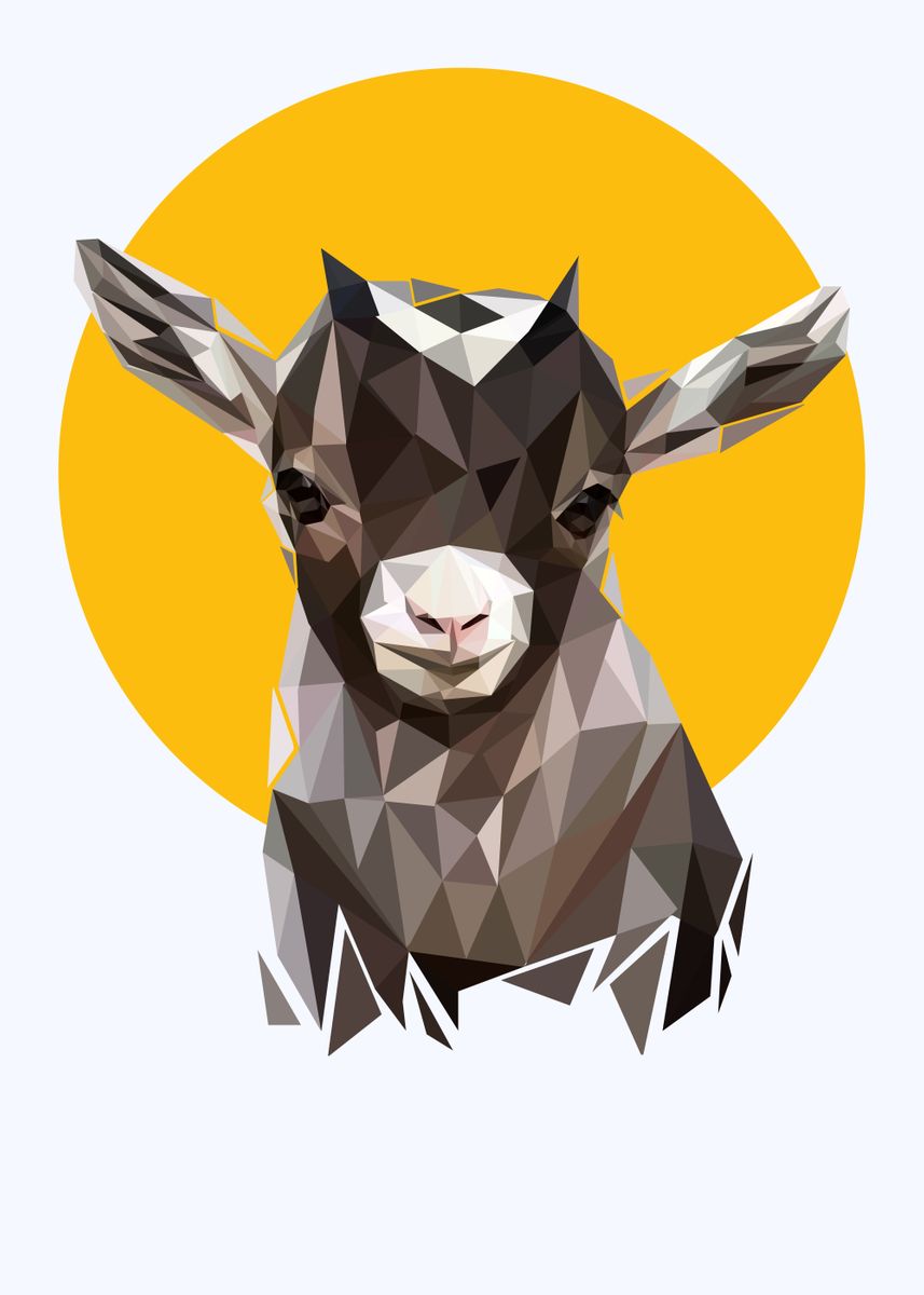 'nursery animal goat' Poster, picture, metal print, paint by Lowpoly ...