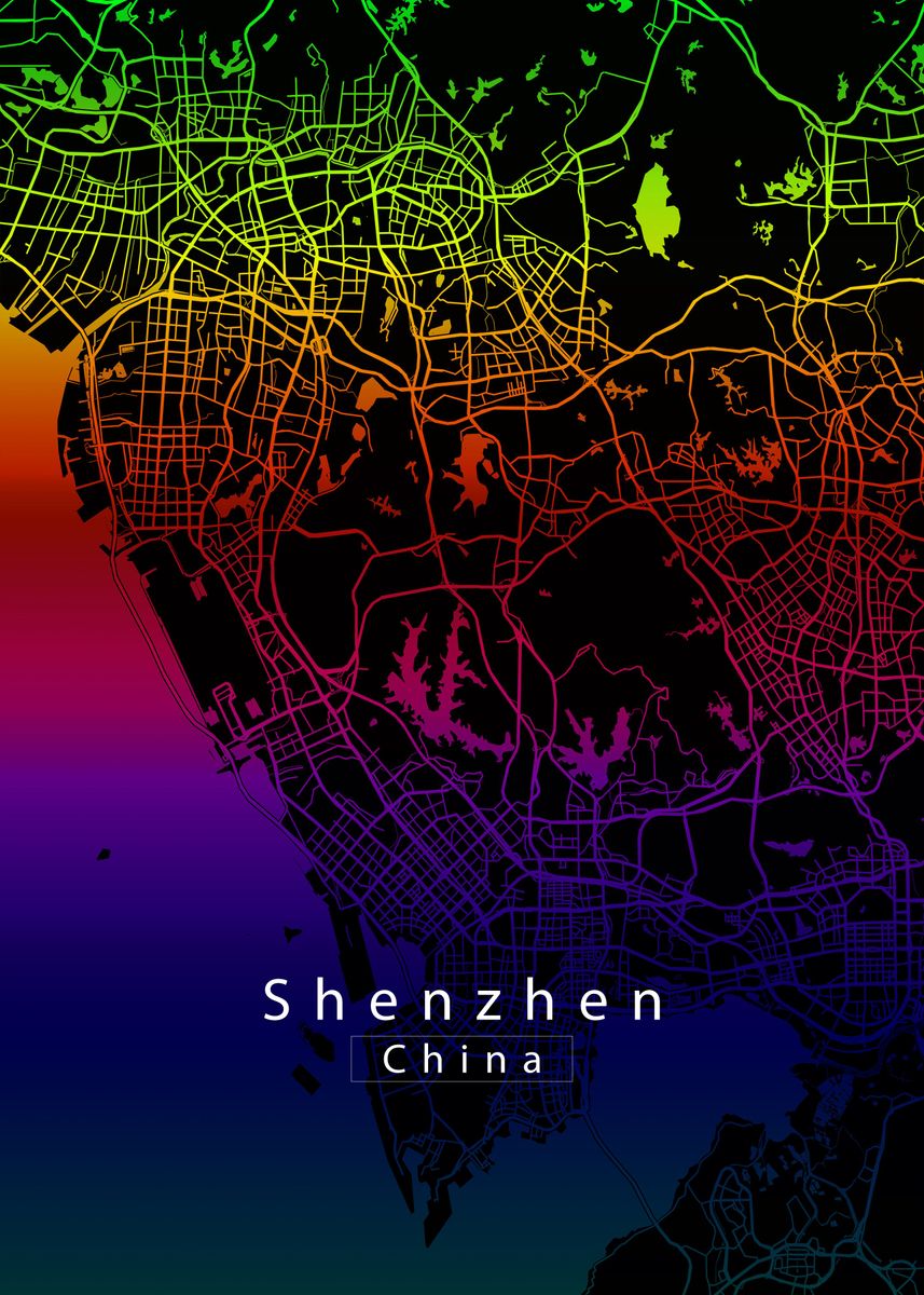 'Shenzhen City Map' Poster by Robin Niemczyk | Displate