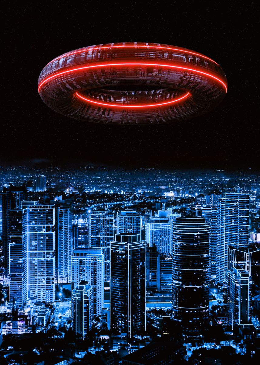 'Alien Invasion Futuristic' Poster, picture, metal print, paint by Gen ...