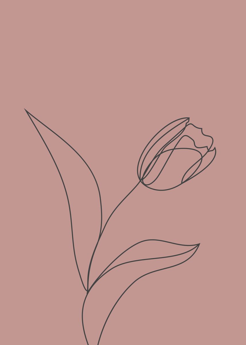'Tulip flower one line art' Poster by Human Shadow | Displate