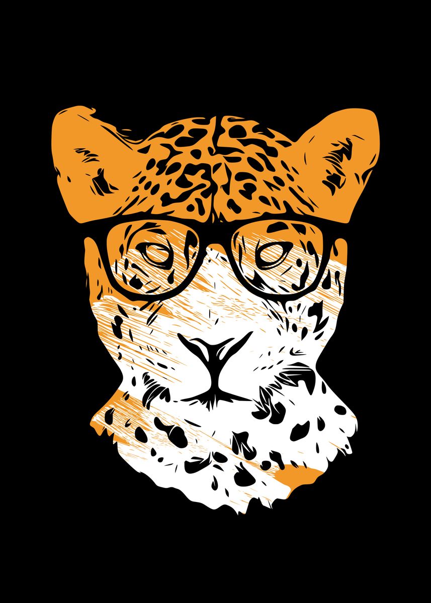'Leopard with glasses' Poster by Vladyslav Severyn | Displate