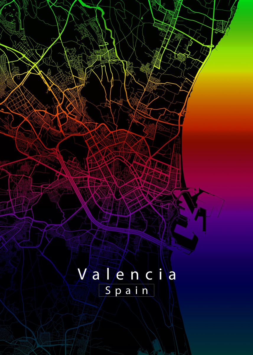 'Valencia City Map' Poster by Robin Niemczyk | Displate