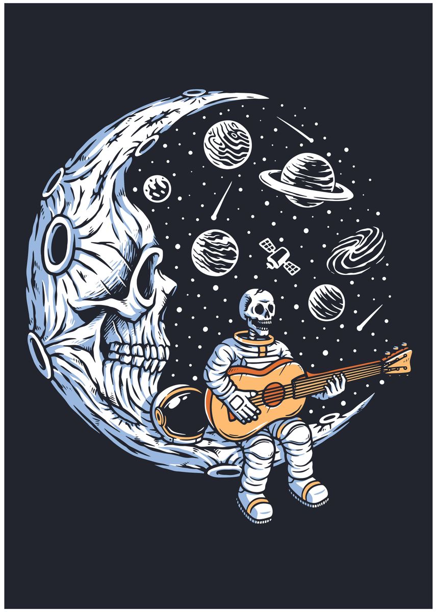 'Skull Astronaut' Poster, picture, metal print, paint by Hanabi Studio ...