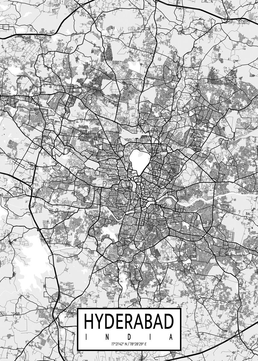 'Hyderabad City Map Light' Poster, picture, metal print, paint by deMAP ...