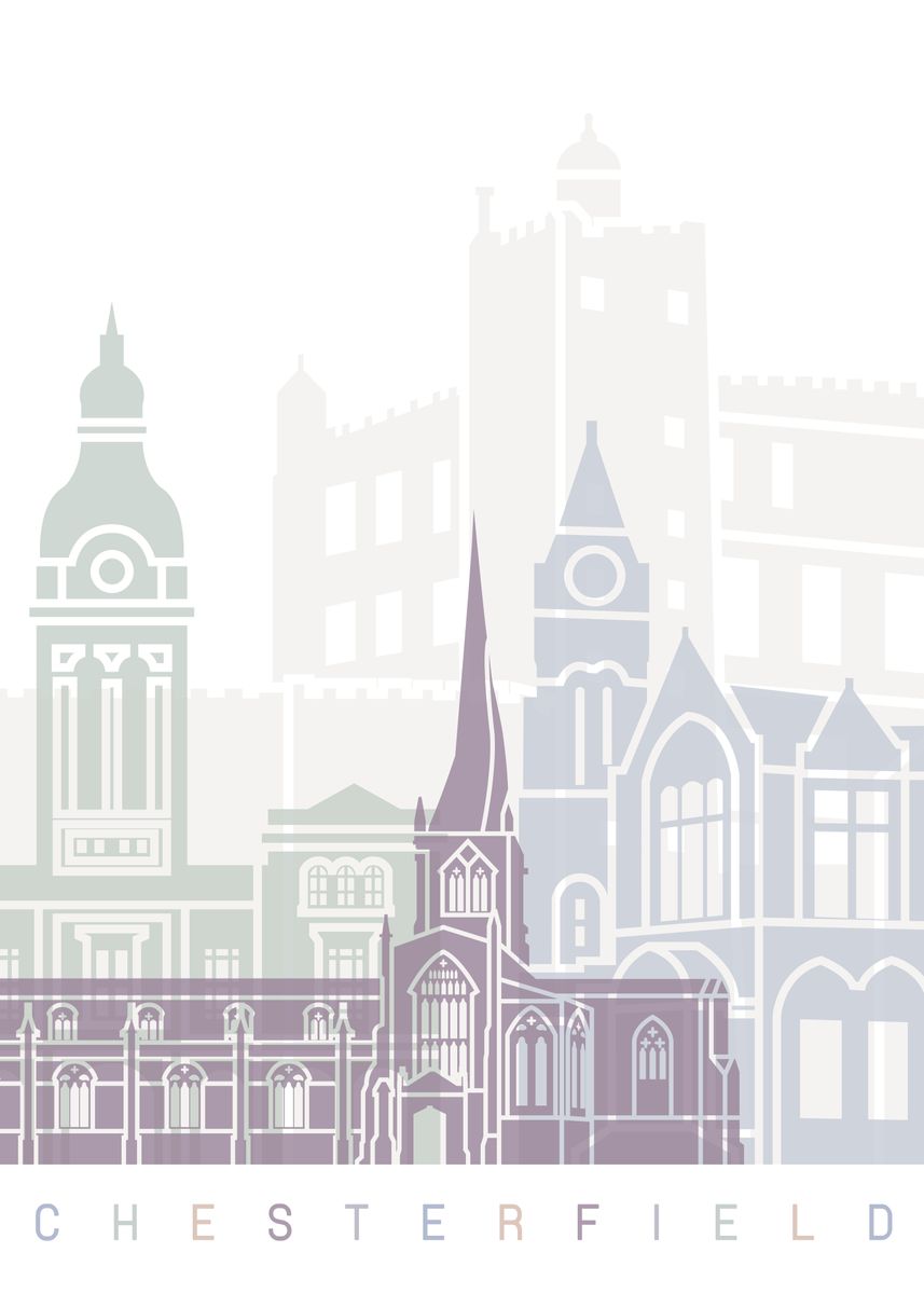 'CHESTERFIELD SKYLINE' Poster, picture, metal print, paint by Cristina ...