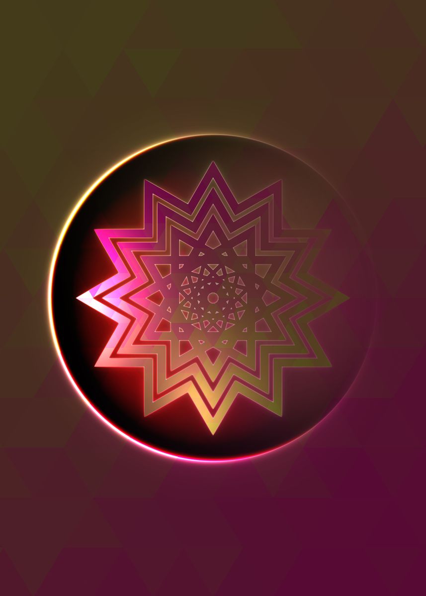 'Neon Magic Circle Sign Art' Poster, picture, metal print, paint by ...