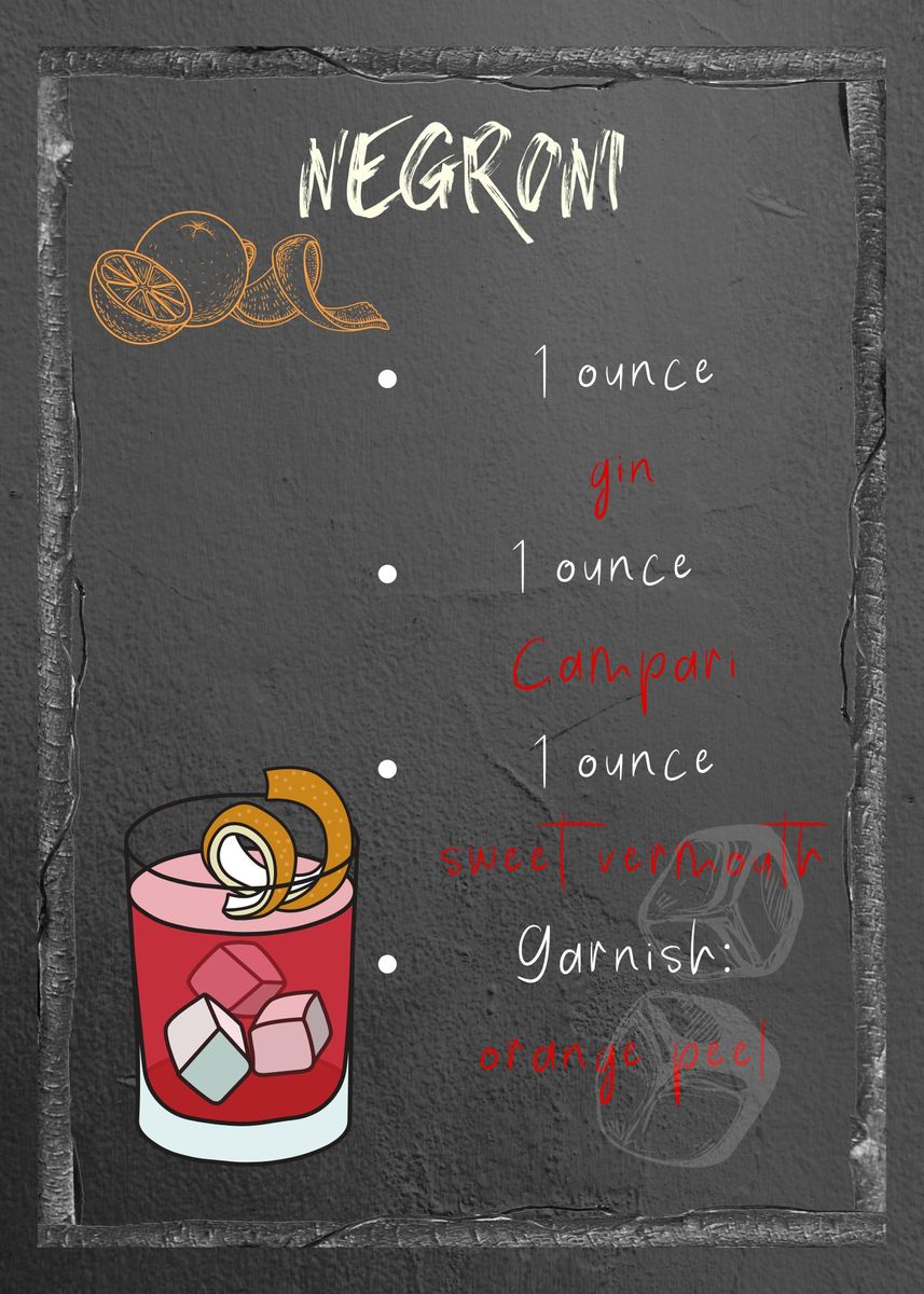 'NEGRONI Cocktail' Poster, picture, metal print, paint by SoulArt Shop ...