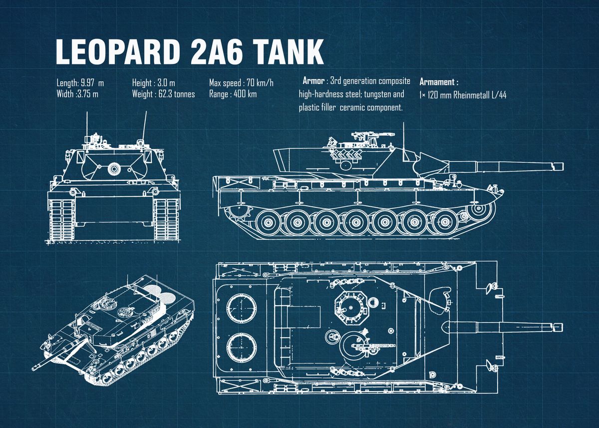 'Leopard 2A6 Tank' Poster by Flo Rutherford | Displate